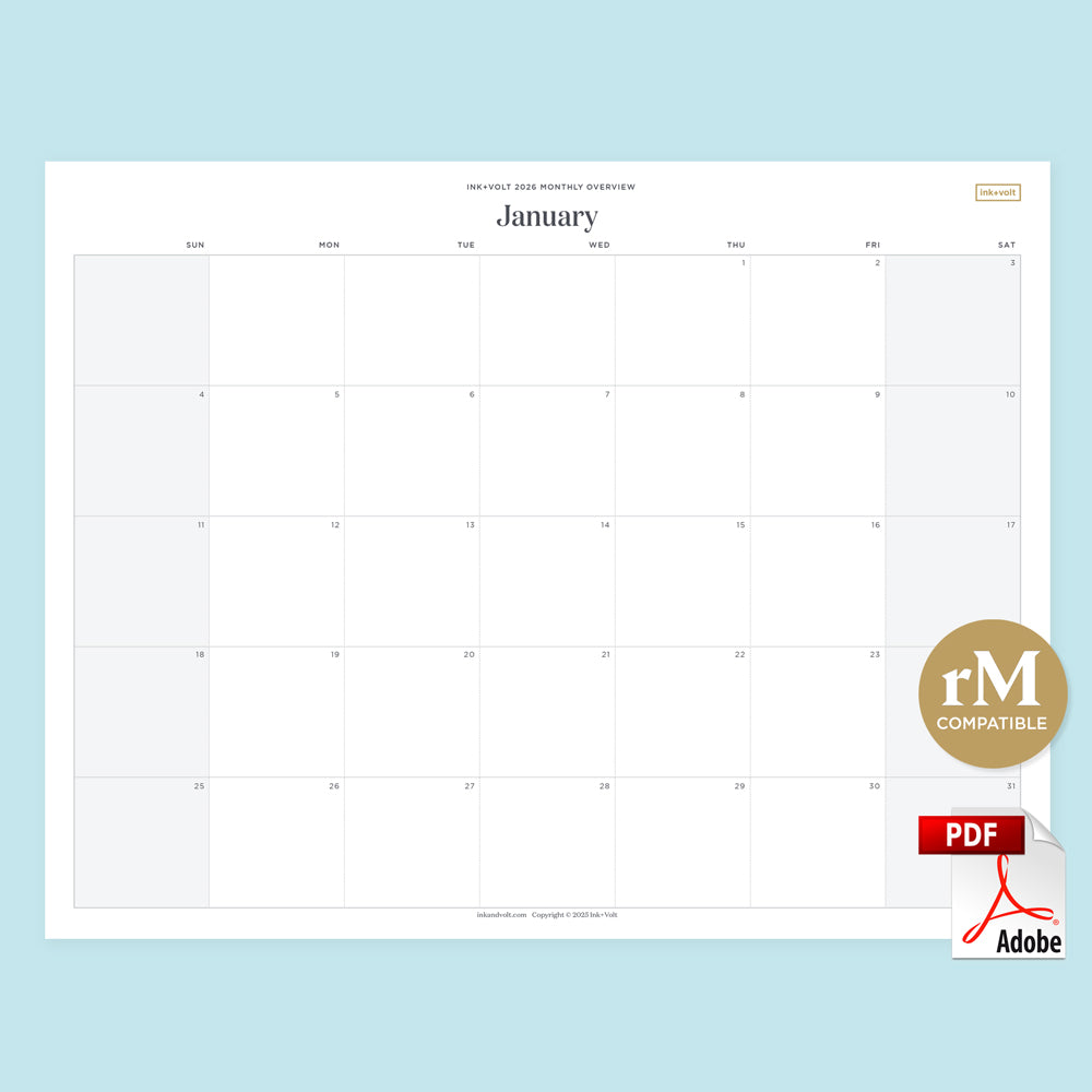 Ink+Volt 2025 - 2026 Printable Calendars