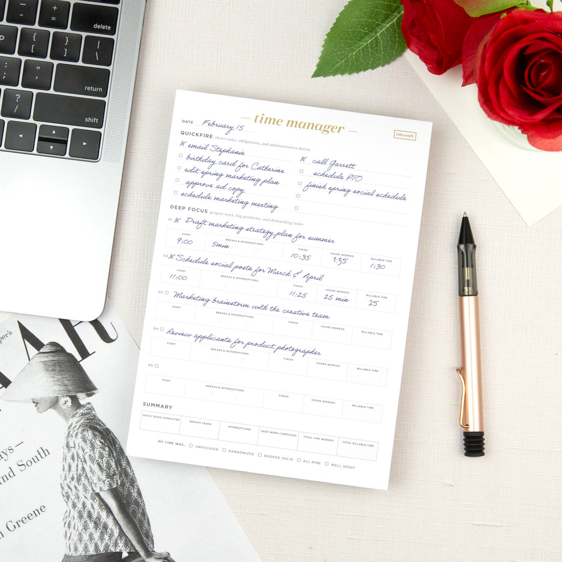 Time Manager Pad – Ink+Volt