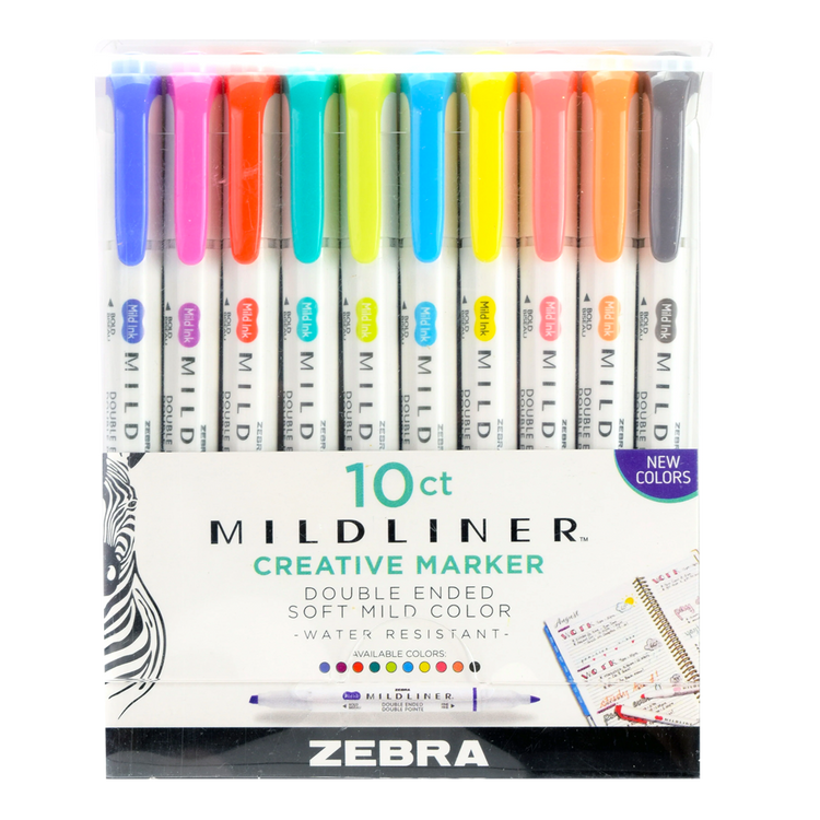 Zebra Double Ended Mildliner Markers - Assorted 10-Pack – Ink+Volt
